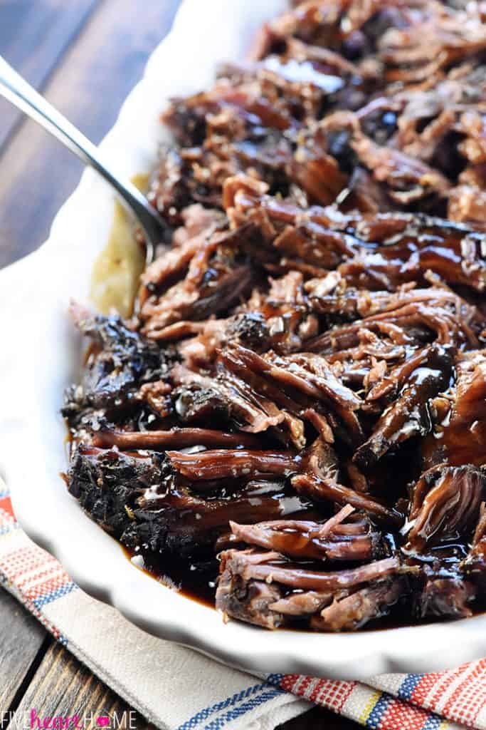 Slow Cooker Honey Balsamic Shredded Beef Sandwiches • FIVEheartHOME Slow Cooker Honey Balsamic Shredded Beef Sandwiches • FIVEheartHOME